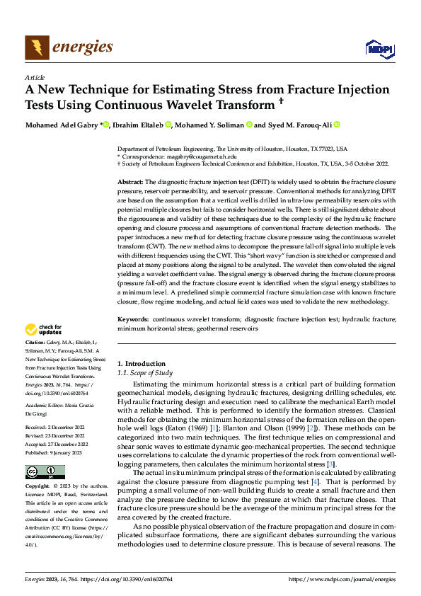 Pdf A New Technique For Estimating Stress From Fracture Injection
