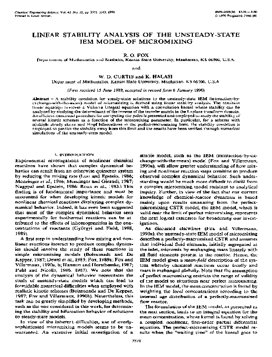 (PDF) Linear stability analysis of the unsteady-state IEM model of ...