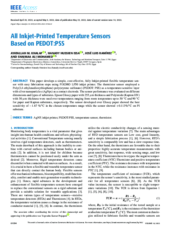 (PDF) All Inkjet-Printed Temperature Sensors Based on PEDOT:PSS