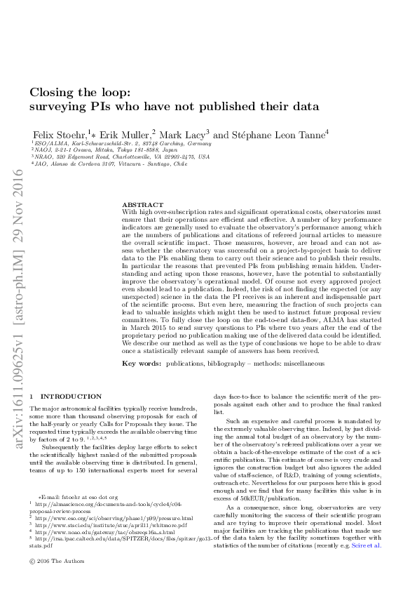 (PDF) Closing the loop: surveying PIs who have not published their data | Stéphane Leon Tanne ...