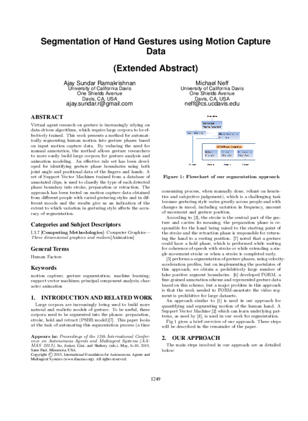 (PDF) Segmentation of hand gestures using motion capture data