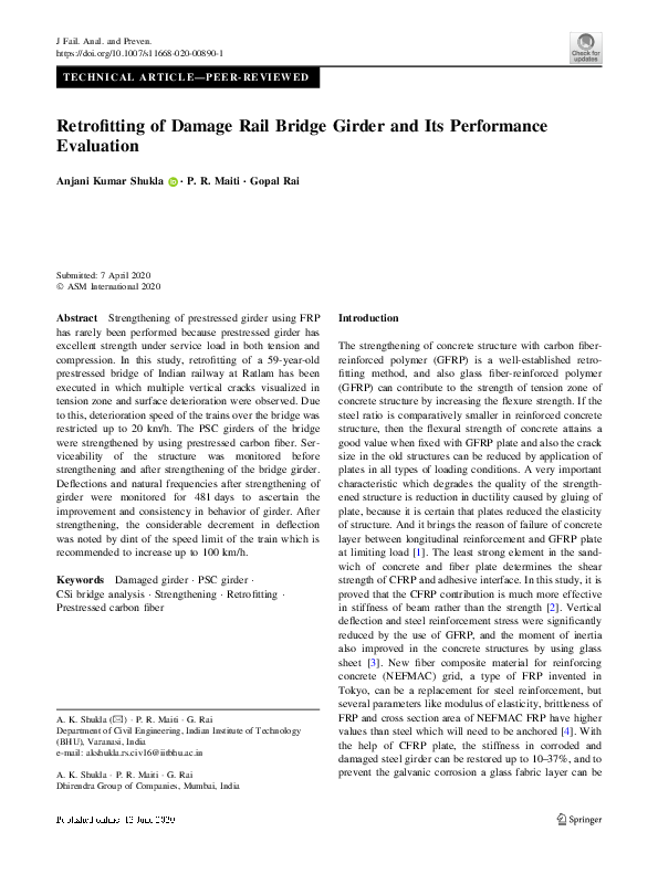 (PDF) Retrofitting of Damage Rail Bridge Girder and Its Performance ...