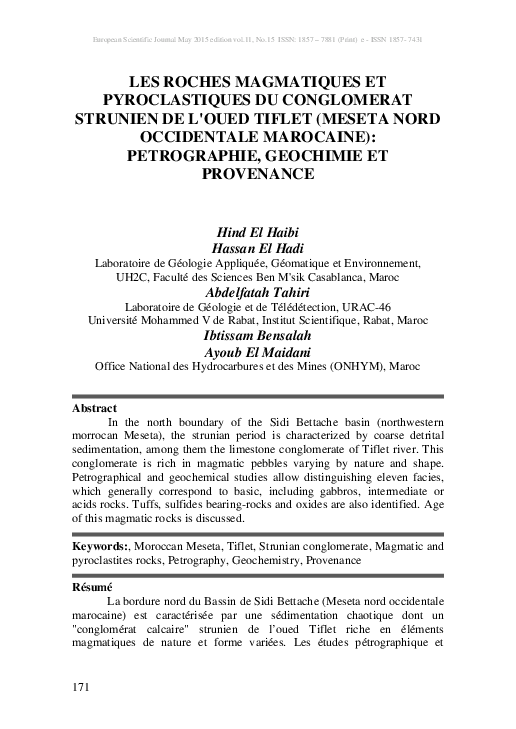 (PDF) Les Roches Magmatiques et Pyroclastiques Du Conglomerat Strunien ...