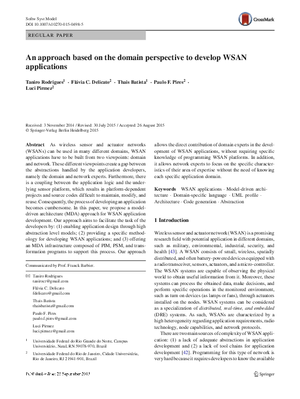 (PDF) An approach based on the domain perspective to develop WSAN applications