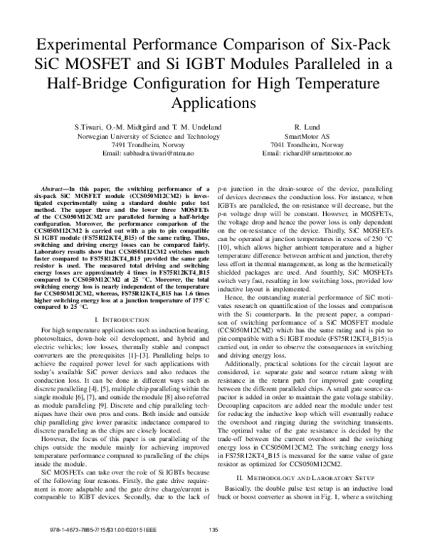 (PDF) Experimental performance comparison of six-pack SiC MOSFET and Si ...