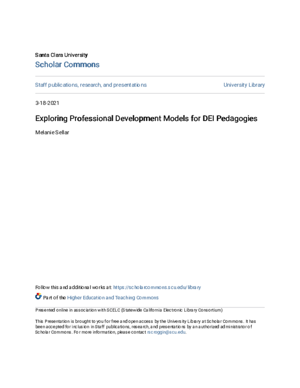 (PDF) Exploring Professional Development Models for DEI Pedagogies
