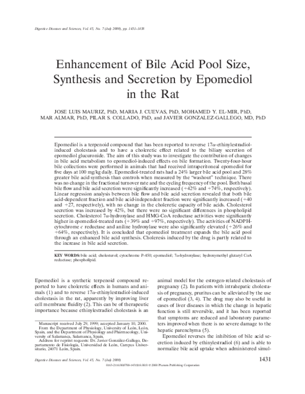 (PDF) Enhancement of bile acid pool size, synthesis and secretion by ...