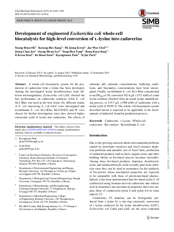 (PDF) Development of engineered Escherichia coli whole-cell ...