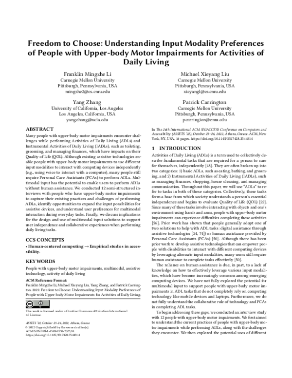 (PDF) Freedom to Choose: Understanding Input Modality Preferences of ...