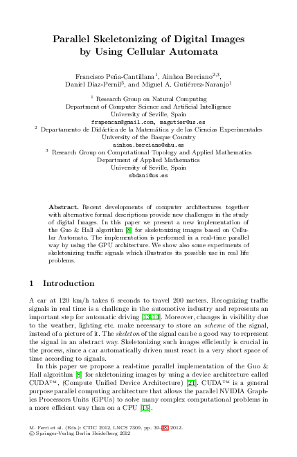 (PDF) Parallel Skeletonizing of Digital Images by Using Cellular Automata