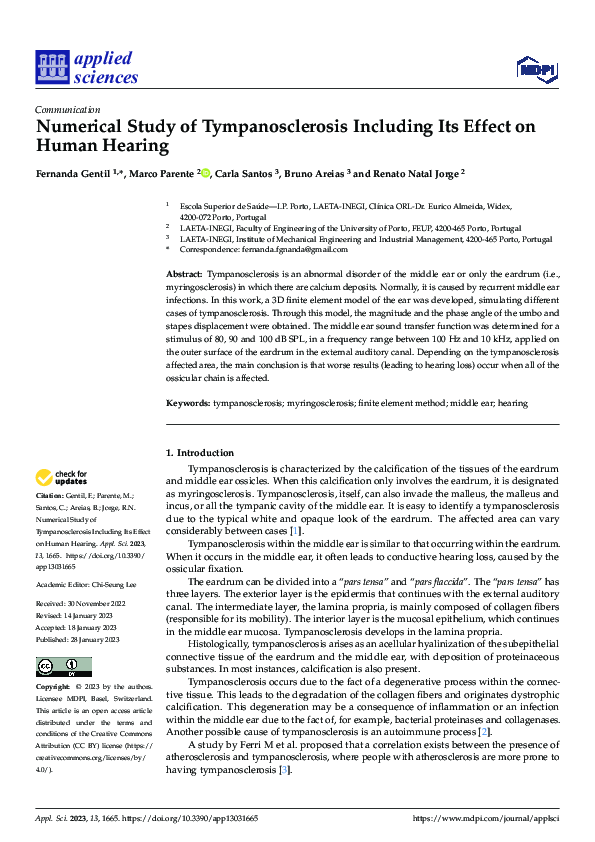 (PDF) Numerical Study of Tympanosclerosis Including Its Effect on Human ...