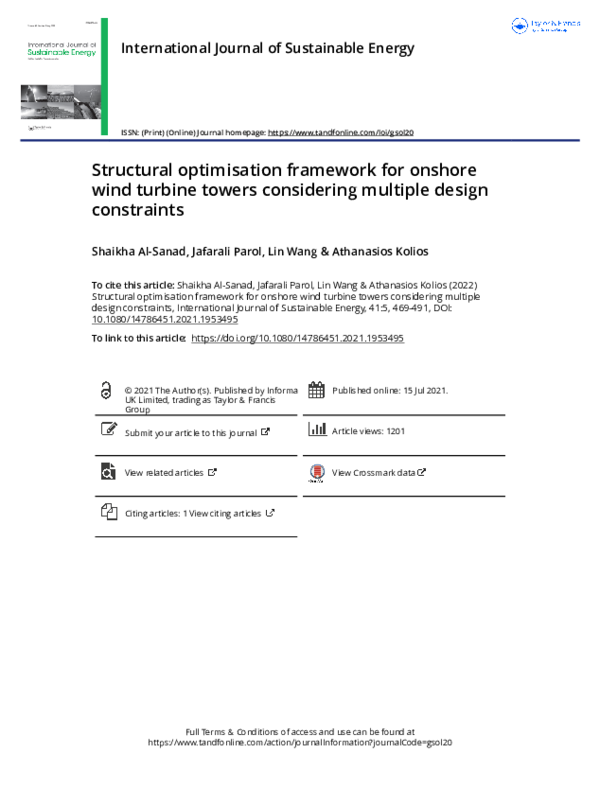 (PDF) Structural optimisation framework for onshore wind turbinetowers considering multiple ...