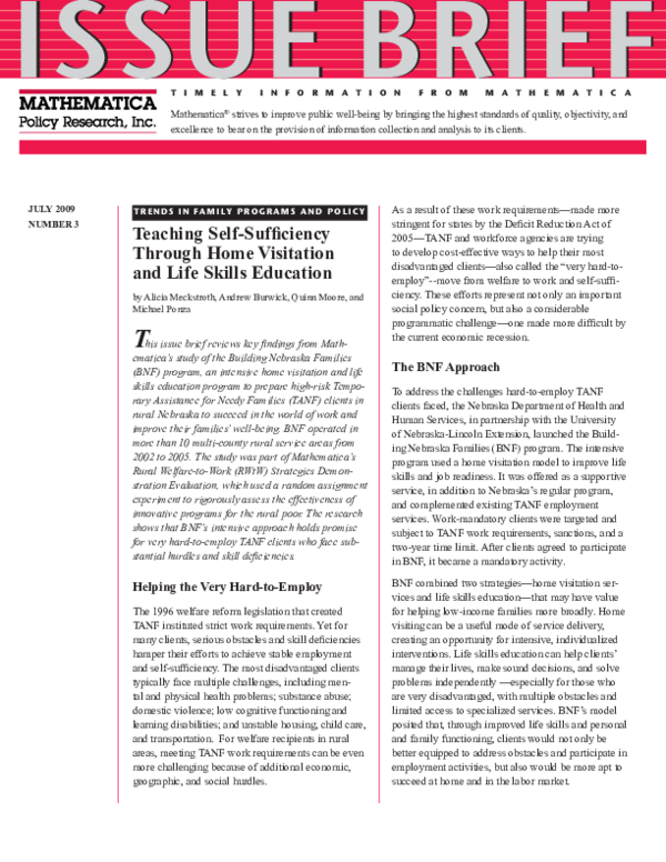 (PDF) Teaching Self-Sufficiency Through Home Visitation and Life Skills ...