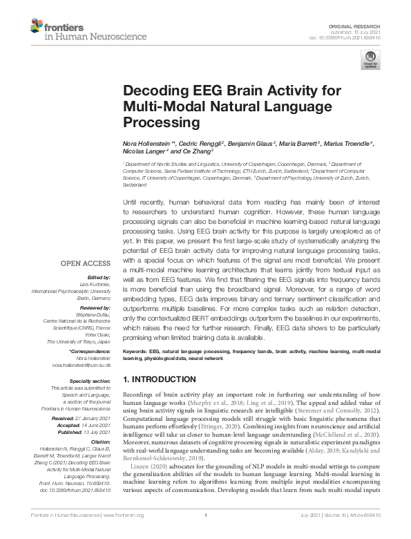 (PDF) Decoding EEG Brain Activity for Multi-Modal Natural Language Processing