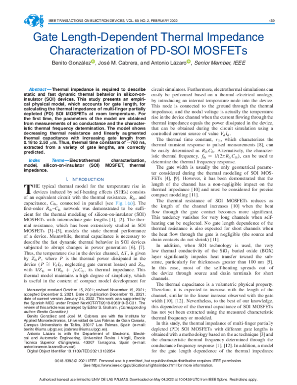 (PDF) Gate Length-Dependent Thermal Impedance Characterization of PD-SOI MOSFETs