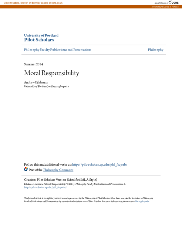 (PDF) Moral Responsibility