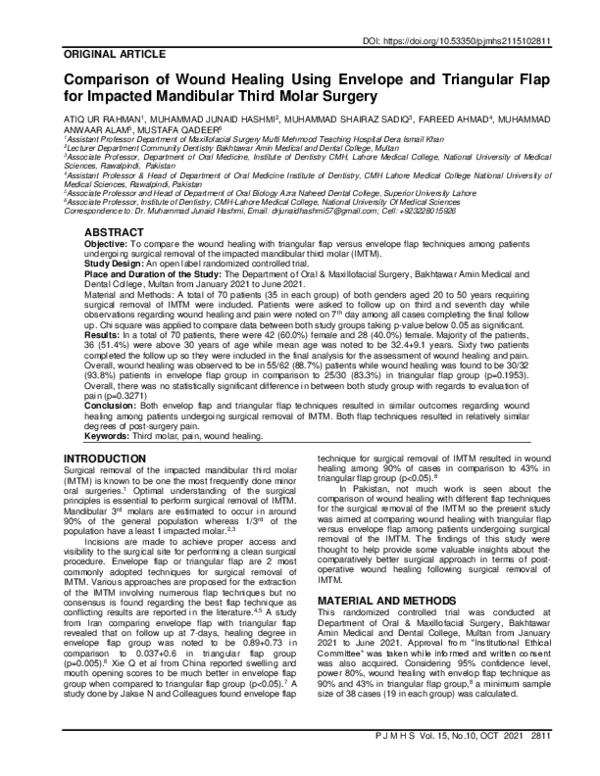 (PDF) Comparison of Wound Healing Using Envelope and Triangular Flap ...