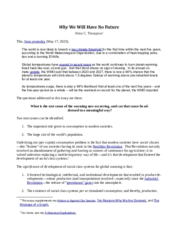 (PDF) Why We Will Have No Future