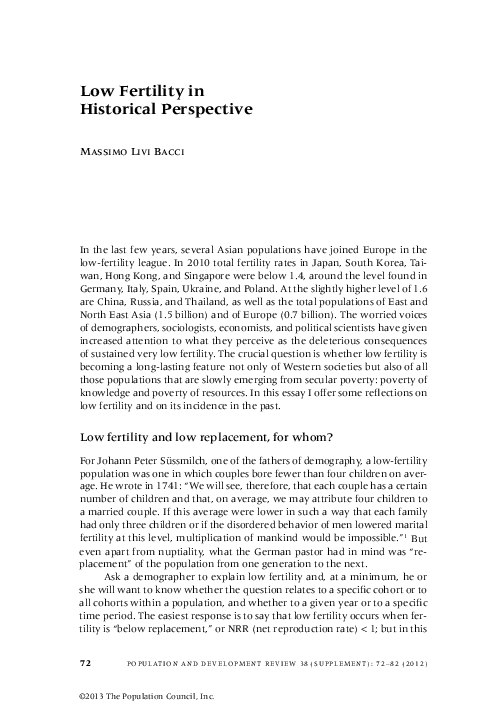(PDF) Low Fertility in Historical Perspective