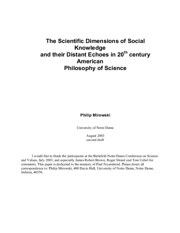 (PDF) The scientific dimensions of social knowledge and their distant ...