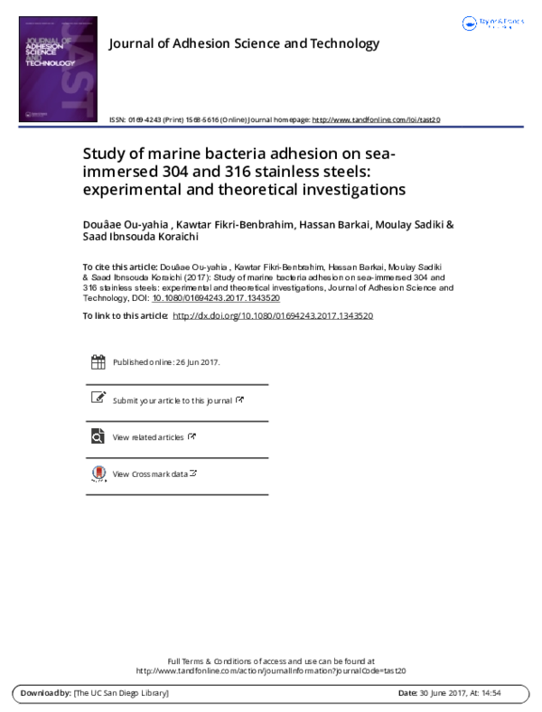 (PDF) Study of marine bacteria adhesion on sea-immersed 304 and 316 ...