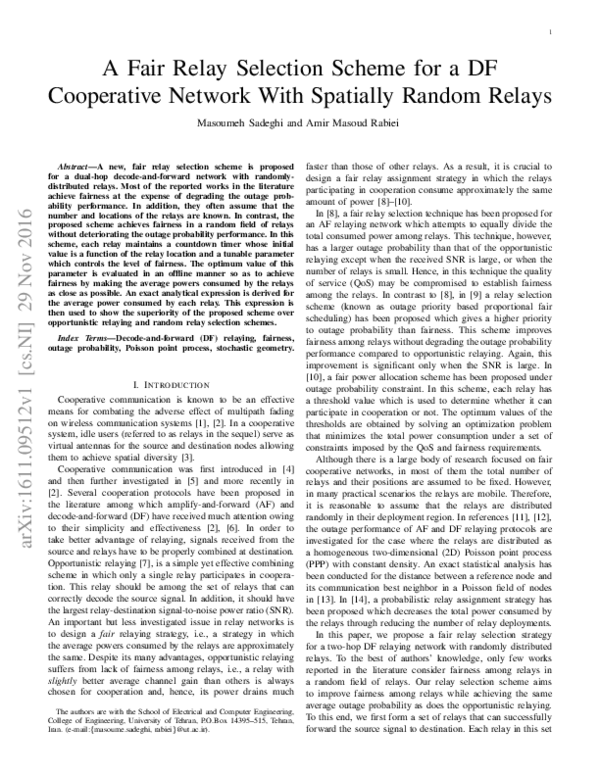 (PDF) A Fair Relay Selection Scheme for a DF Cooperative Network With ...