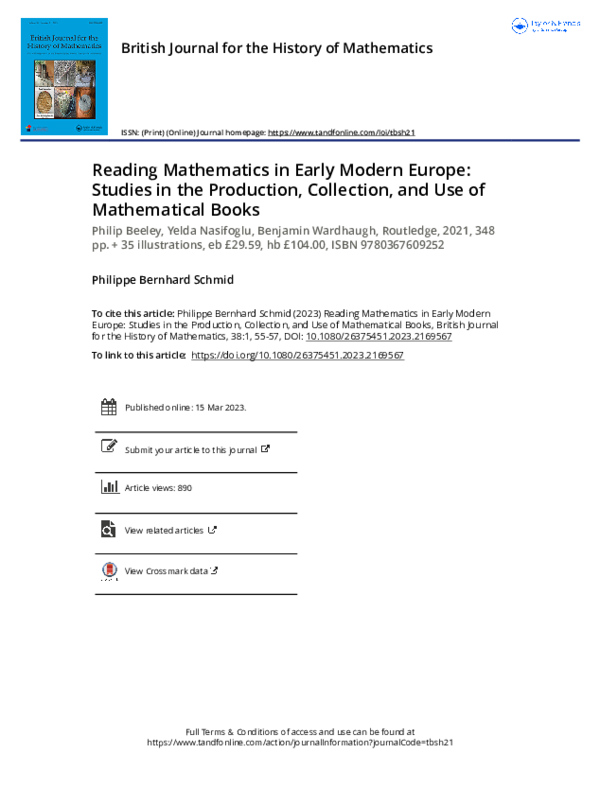 (PDF) Reading Mathematics in Early Modern Europe: Studies in the ...