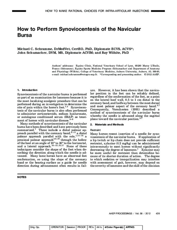 (PDF) How to Perform Synoviocentesis of the Navicular Bursa