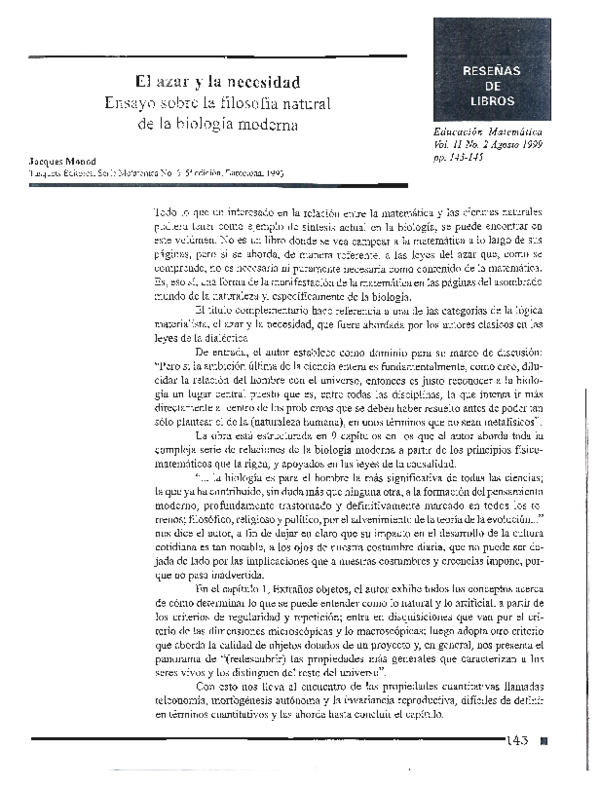 (PDF) Jacques Monod: El azar y la necesidad