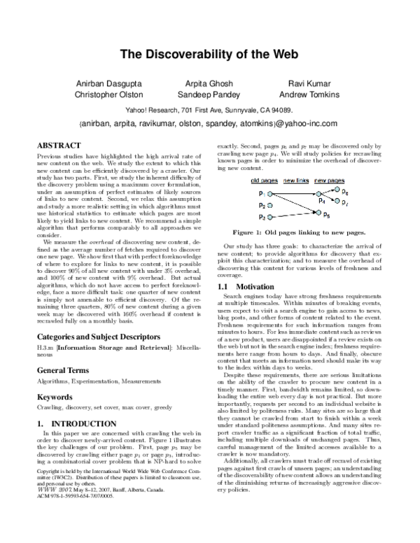 (PDF) The discoverability of the web
