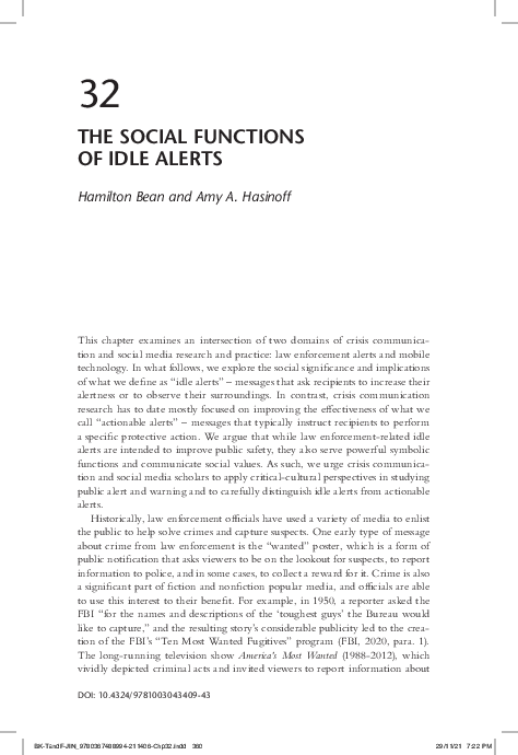 (PDF) The Social Functions of Idle Alerts