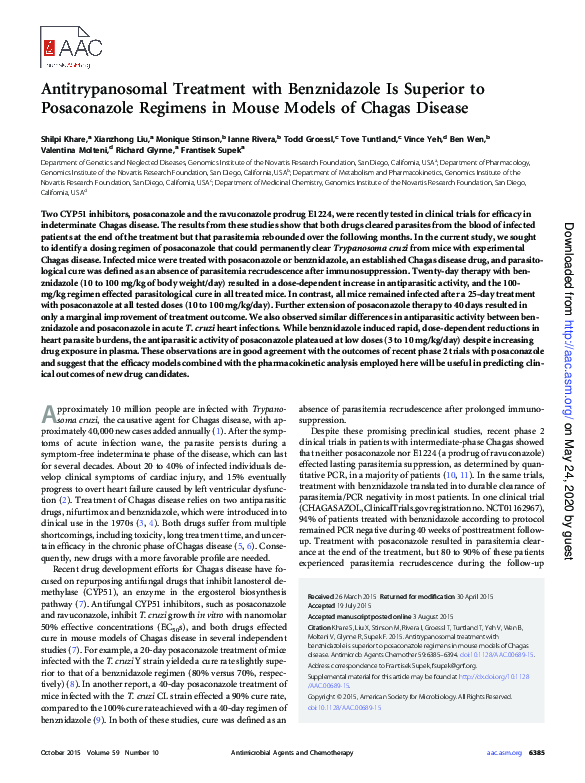 (PDF) Antitrypanosomal Treatment with Benznidazole Is Superior to ...