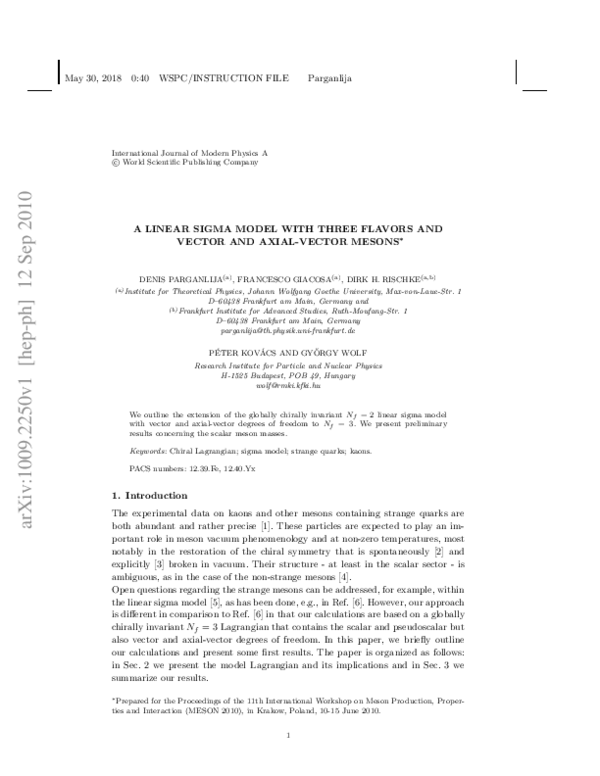 (PDF) A Linear Sigma Model with Three Flavors and Vector and Axial ...