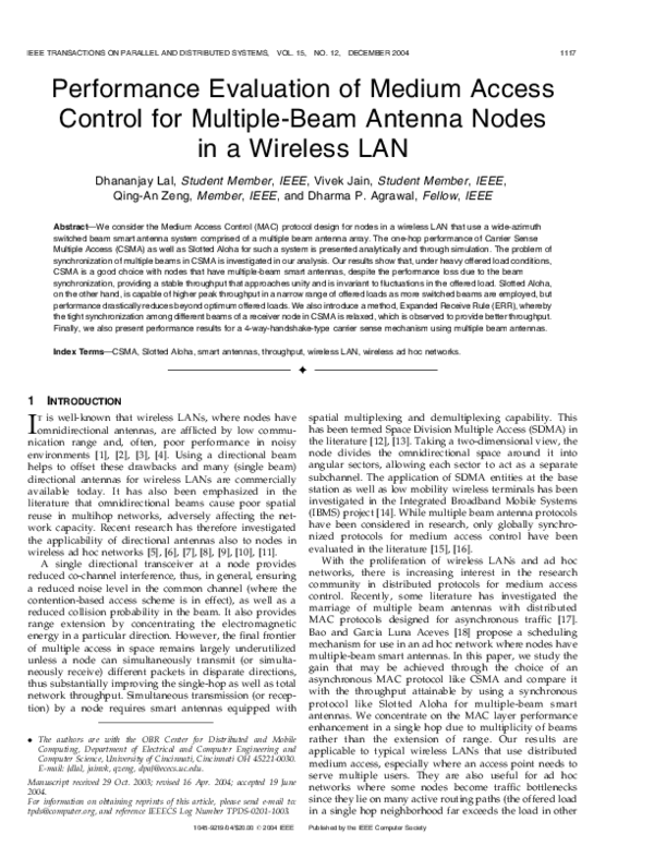 (PDF) Performance evaluation of medium access control for multiple-beam ...