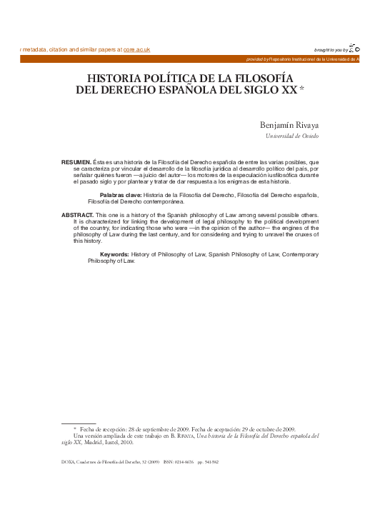 (PDF) Political history of Spanish philosophy of law of the 20th century
