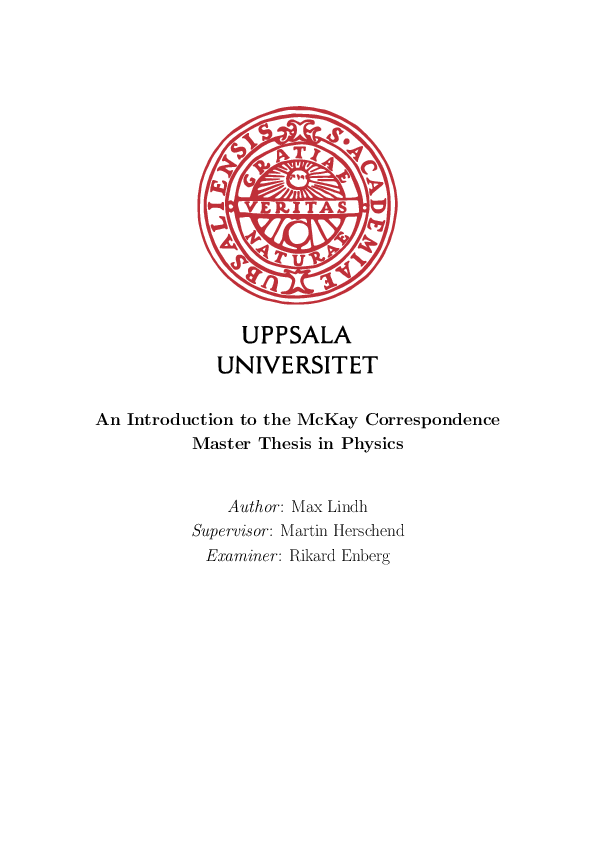 (PDF) An Introduction to the McKay Correspondence : Master Thesis in ...