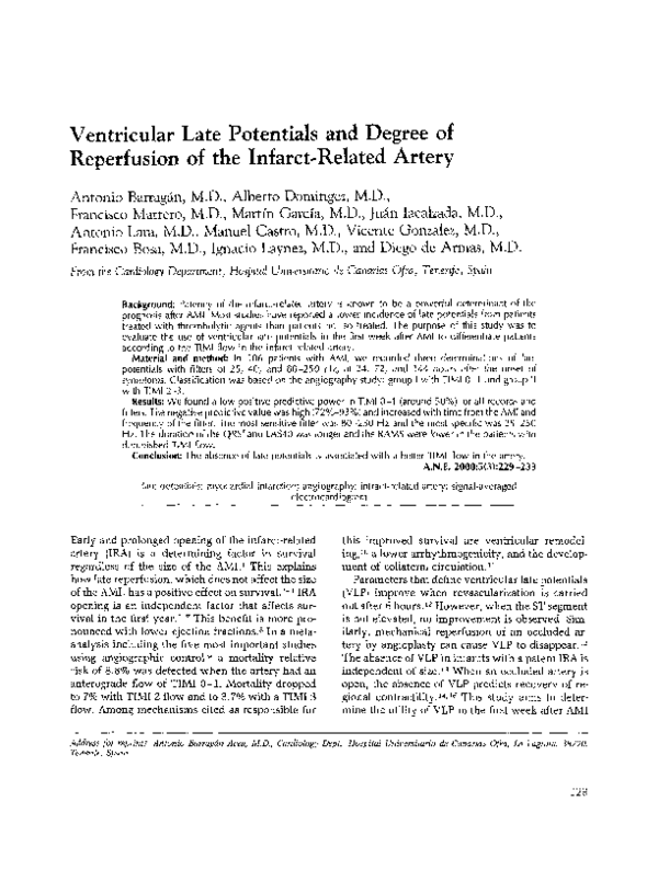 (PDF) Ventricular Late Potentials and Degree of Reperfusion of the ...