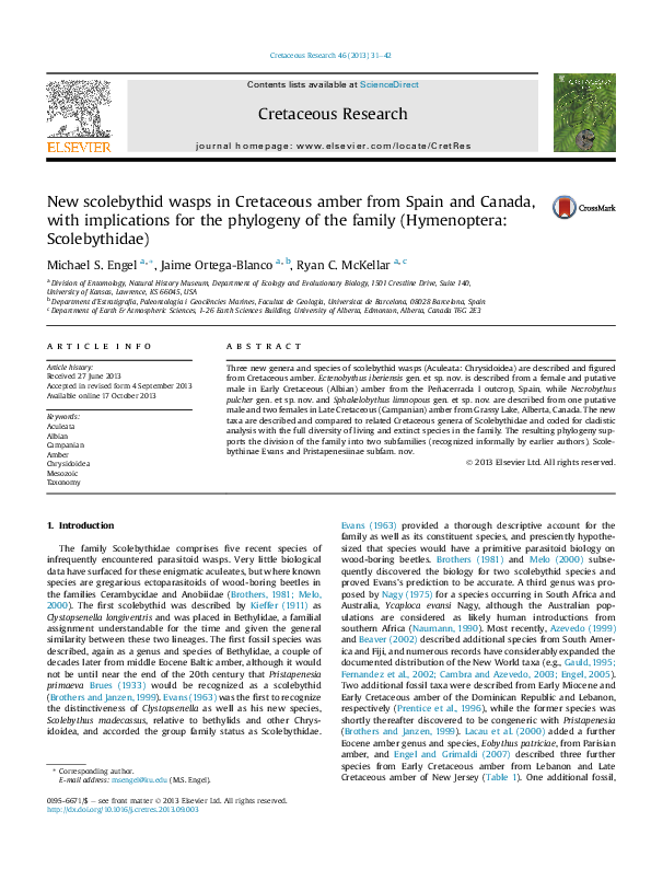 (PDF) New scolebythid wasps in Cretaceous amber from Spain and Canada ...