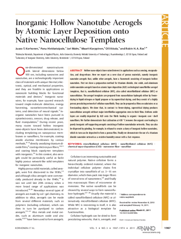 (PDF) Inorganic Hollow Nanotube Aerogels by Atomic Layer Deposition ...