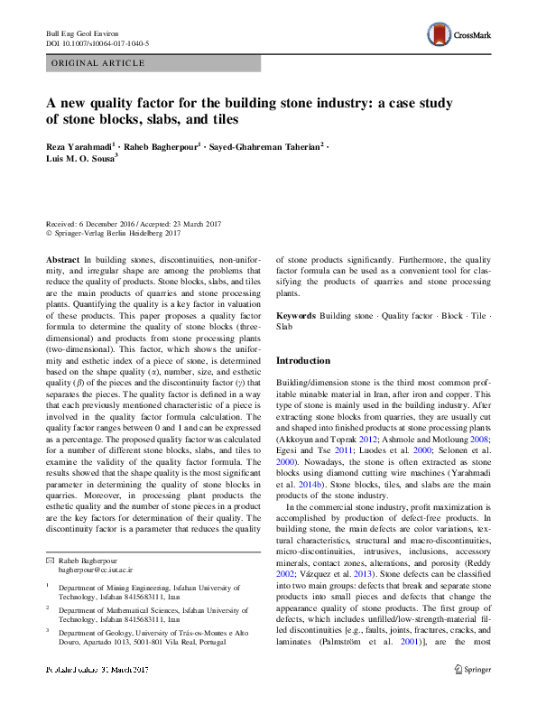 (PDF) A new quality factor for the building stone industry: a case ...