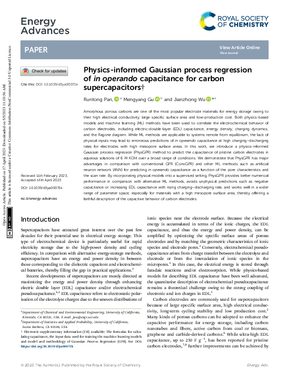 (PDF) Physics-informed Gaussian process regression of in operando capacitance for carbon ...