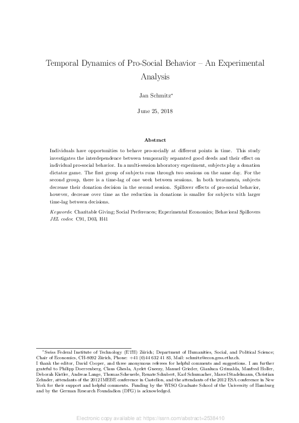 (PDF) One Good Deed a Day?