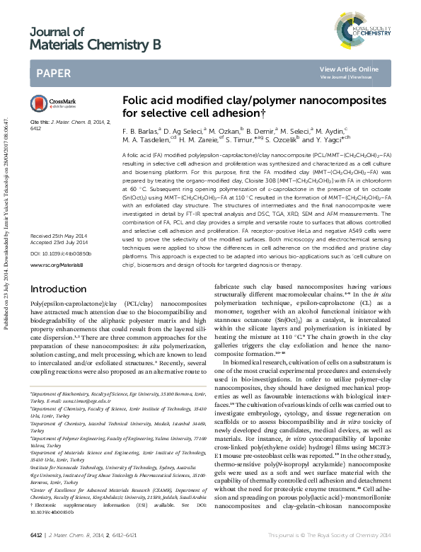 (PDF) Folic acid modified clay/polymer nanocomposites for selective ...