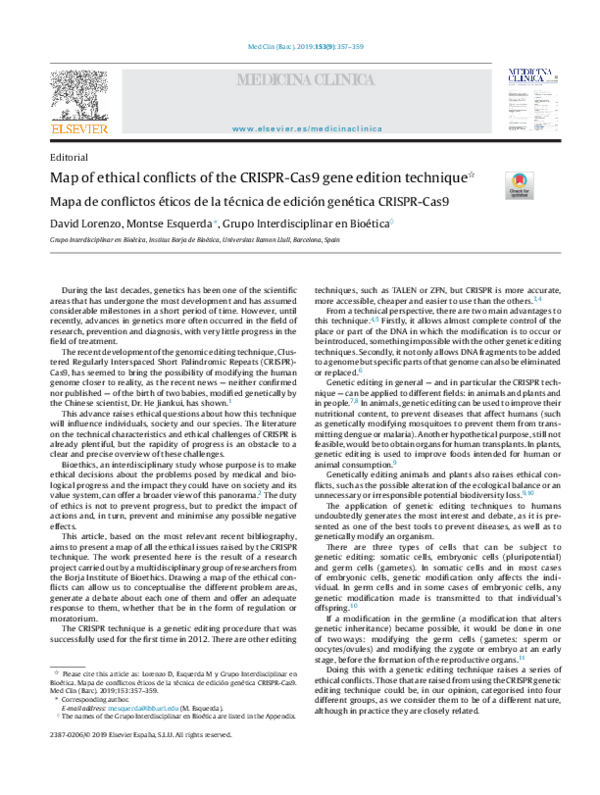 (PDF) Map of ethical conflicts of the CRISPR-Cas9 gene edition technique
