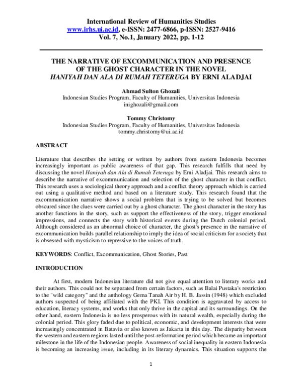 (PDF) The Narrative of Excommunication and Presence of the Ghost ...