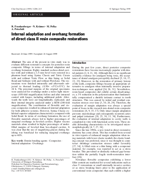 (PDF) Internal adaptation and overhang formation of direct class II ...