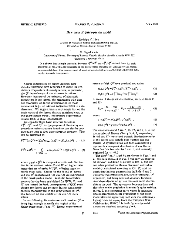 (PDF) New tests of quark-parton model