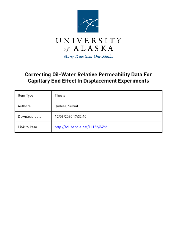 (PDF) Correcting Oil/Water Relative Permeability Data for Capillary End ...