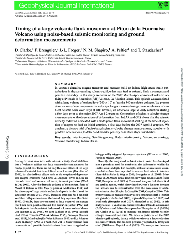 (PDF) Timing of a large volcanic flank movement at Piton de la ...