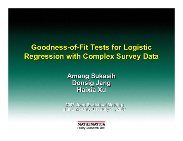 Pdf Goodness Of Fit Tests For Logistic Regression With Complex Survey